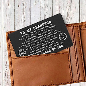 ABNTY Grandson Gifts, Grandson Graduation Cards, Grandson Wallet Card, Inspirational Quote Message Gift for Grandson