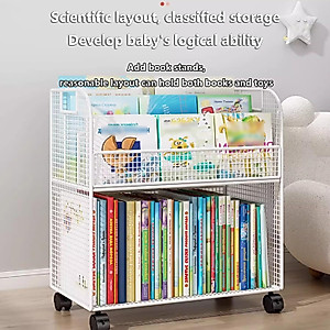 MTSYXYM Book Shelf Organizer for Kids,Modern Open Bookshelf,Door Behind Magazine Organizer Rack,Narrow Floor Standing Bookshelf Organizer,for Children's Room Playroom Daycare School.(Black)