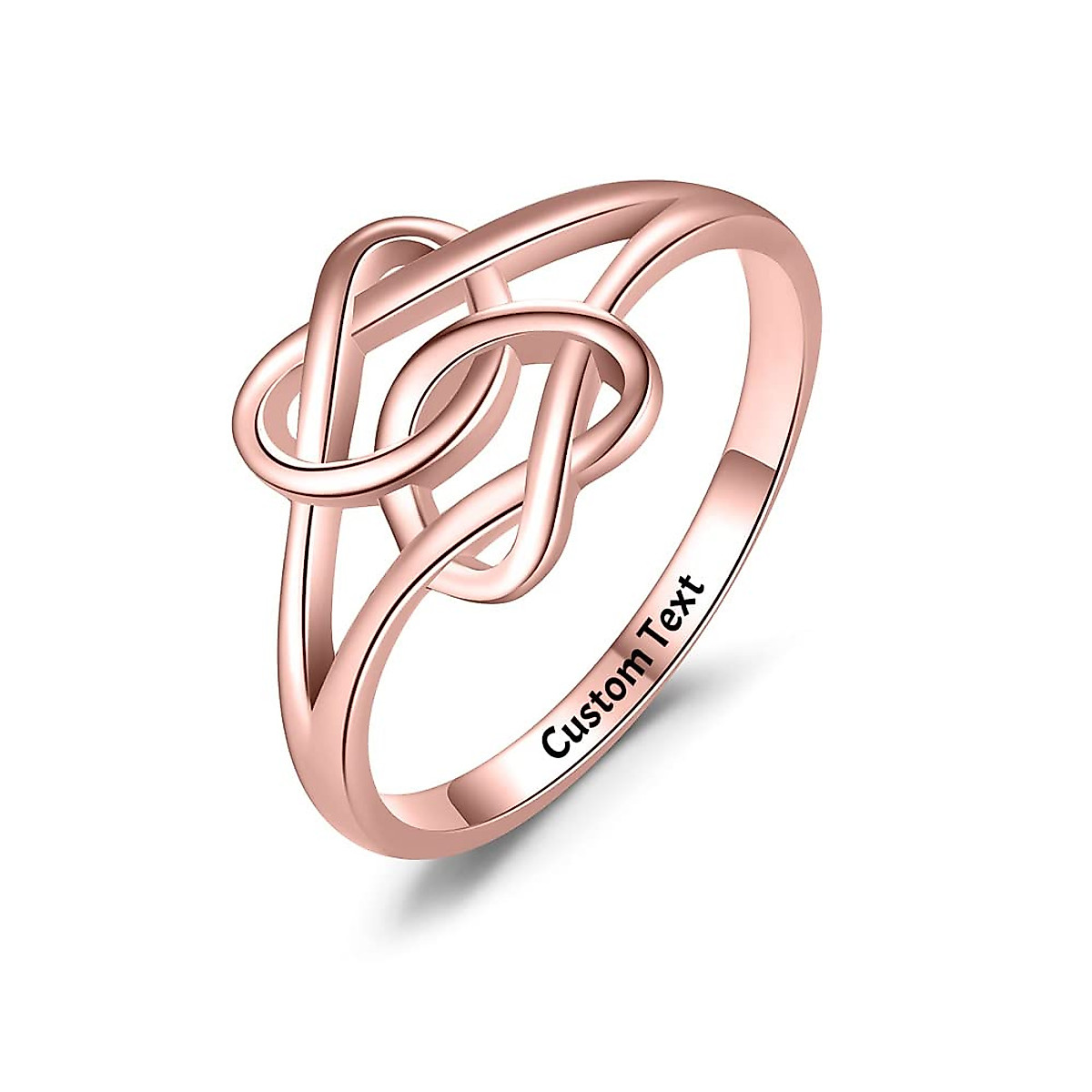 Double Heart Ring Love Rings for Women Friendship Knot Promise Women's Her Best Friends Personalized Engraved Custom Name Sterling Silver