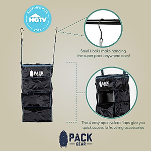 Pack Gear Hanging Luggage Organizer - Our Carry On Closet Insert Fits Any Carry-On - Our Hanging Luggage Organizer Uses Velcro to Allow Quick Access to your Clothes (Solid Black)