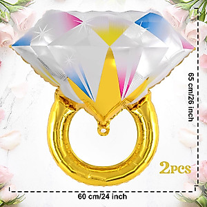 6 PCS Diamond Ring Balloons,Wedding Ring Balloons Decorations,Engagement Balloons,Bachelorette Party Ring Balloons for Bridal Shower Wedding Engagement Bachelorette Party Decorations(Gold)