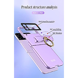 SHIEID Samsung Flip 3 Case with Ring, Z Flip 3 Case Hinge Protection, Flip Z 3 Case Shockproof Magnetic Attraction Hinge Protective Case Compatible with Galaxy Z Flip 3 5G, Black