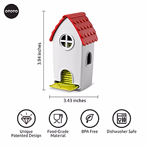 OTOTO Tea House Tea Bag Organizer - 100% Food Safe Plastic Tea Bag Holder - Fun Housewarming Gift - Quirky Tea Organizer Design - Tea Storage Size: 3.94 x 3.39 x 3.43 in - White