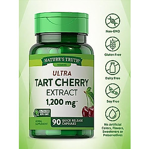 Tart Cherry Extract Capsules | 1200 mg | 90 Count | Non-GMO & Gluten Free Supplement | By Nature's Truth