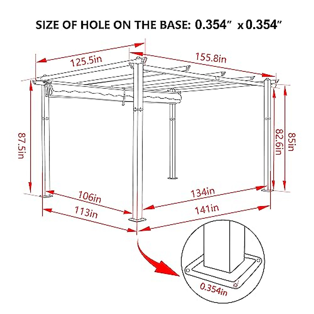 VEIKOU 13x10ft Pergola, Aluminum Pergola w/Thicker Post & Upgraded Retractable Pergola Canopy, Metal Pergolas and Gazebos Heavy-Duty Outdoor Shelter for Porch Yard, Gray