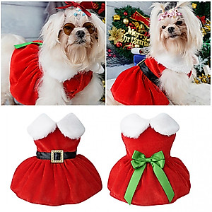 Wouke Christmas Dog Dresses for Pet Clothes Cat Vest Dresses Apparel Lightweight Velvet Red (Small, Red #C)