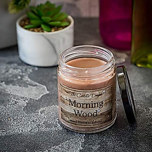 Morning Wood - Cedarwood Vanilla Scent - Funny 6 oz jar Candle- 40 Hour Burn time - Poured in Small batches in The USA