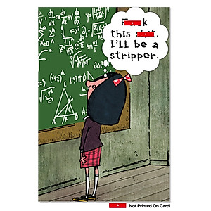 NobleWorks - 1 Hilarious All Occasions Blank Greeting Card with 5 x 7 Inch Envelope - Funny Just Because Cartoon Graduation for Adult Humor (1 Card) - Ill be a Stripper 4352K