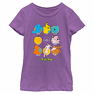Pokemon Girls All Poke Short Sleeve Tee Fashion-t-shirts, Purple Berry, Small US