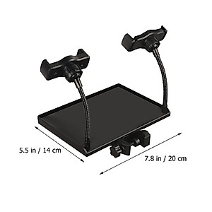 Milisten Microphone Stand Tray Clamp Music Stand Shelf Sound Card Tray with Phone Holder