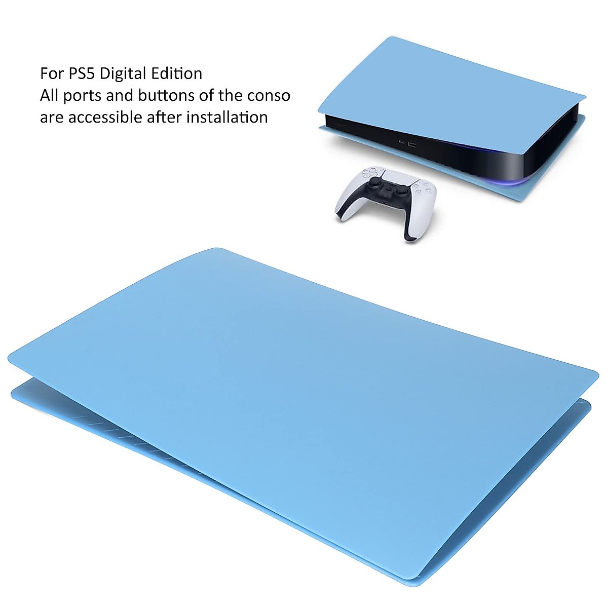 ASHATA Face Plates for PS5 Digital Edition, Replacement Panel Shell, Faceplate Cover Plates Protective Case, Game Console Face Plates Anti Scratch Hard Shell(Starlight Blue)