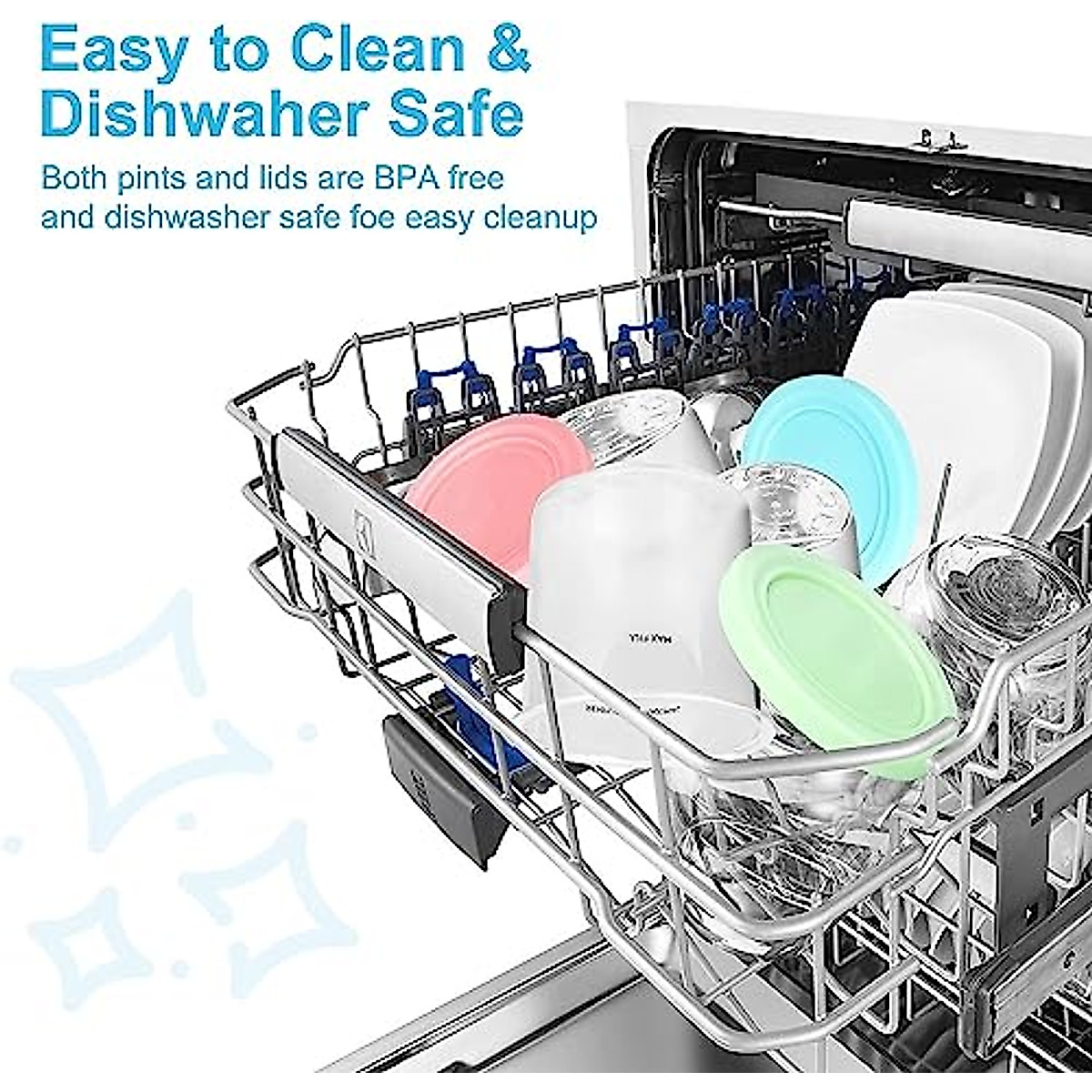 Rosvola Ice Cream Pint Container with Silicone Lid Replacement for Ninja Creami, Compatible with NC299AMZ & NC300s Series Creami Ice Cream Makers, BPA Free and Dishwasher Safe (4 Pack)