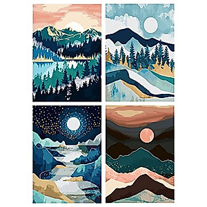 LWZAYS Paint by Numbers for Adults and Kids Beginner, Painting by Number Kits On Canvas, Without Frame DIY Color Landscape Oil Painting Acrylic Paints, Home Wall Decor （4 Pack 12x16 in）