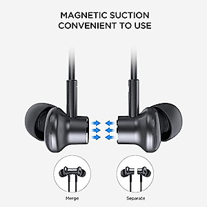 HTC Wireless Earphones, Bluetooth 5.2 Neckband Earphones Press Control with ANC, Active Noise Cancellation and ENC, Long Working Distance IPX5 Water Resistant, Running Earphones - Gray