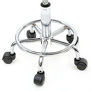 SoSo-BanTian1989 Hydraulic Swivel Salon Stool, Tattoo Massage Facial Spa Chair Footrest Stool with Backrest/Wheels, Height Adjustable, PU Leather Cushion (Black+Silver)