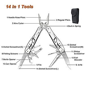 BCHARYA 2 Piece Multitool Set, 6-In-1 Multitool Pen, 14-in-1 Multitool Pliers, Cool Gadgets Stocking Stuffers Gifts for Men, Portable Pocket Tools for Outdoors, Home Improvement