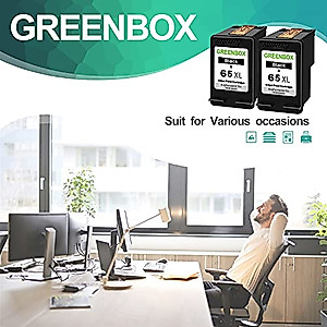 GREENBOX Remanufactured 65XL Black Ink Replacement for HP 65 65XL Ink Cartridges for HP Envy 5055 5052 5010 5012 DeskJet 3755 2652 3720 3752 2622 2624 2655 3722 2600 3700 2630 (2 Black, High-Yield)