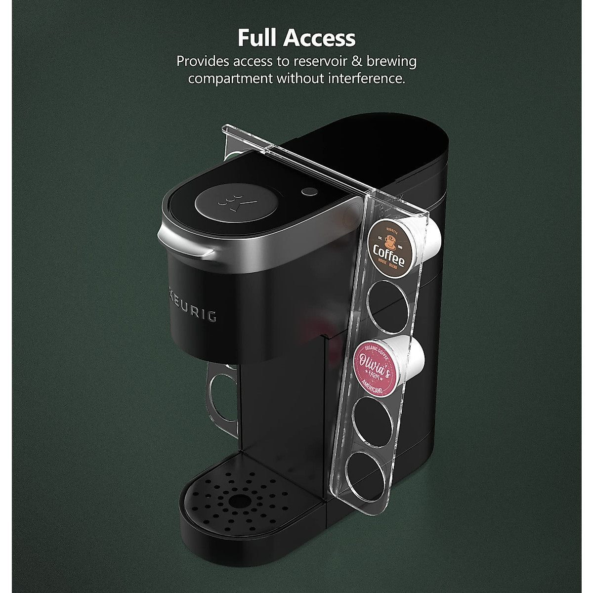 Gevoli K Cup Organizer for Single Serve Keurig K-Mini and K Mini PLUS Coffee Makers - Space Saving Modern Acrylic Kcup Pod Holder (10 Pod Capacity)