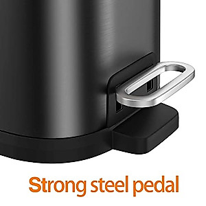 BETHEBEST 15 Liter/4 Gallon Trash Can with Soft Close Lid,Stainless Steel Trash Can with Removable Wastebasket, Rectangular Trash Can for Bathroom,Kitchen,Office (Titanium Black)