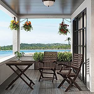 INTERBUILD REAL WOOD Acacia Hardwood Foldable Casino Chair with Arm Rests, Balcony | Dining | Garden | Patio Chairs, 17" Tall, 2 Piece Set - Espresso