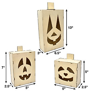 Gift Boutique Halloween Pumpkin Wood Paint Craft Kit 3 Set Sizes Jack O Lantern Unfinished Wooden for Kids Arts & Craft Project Painting Activity