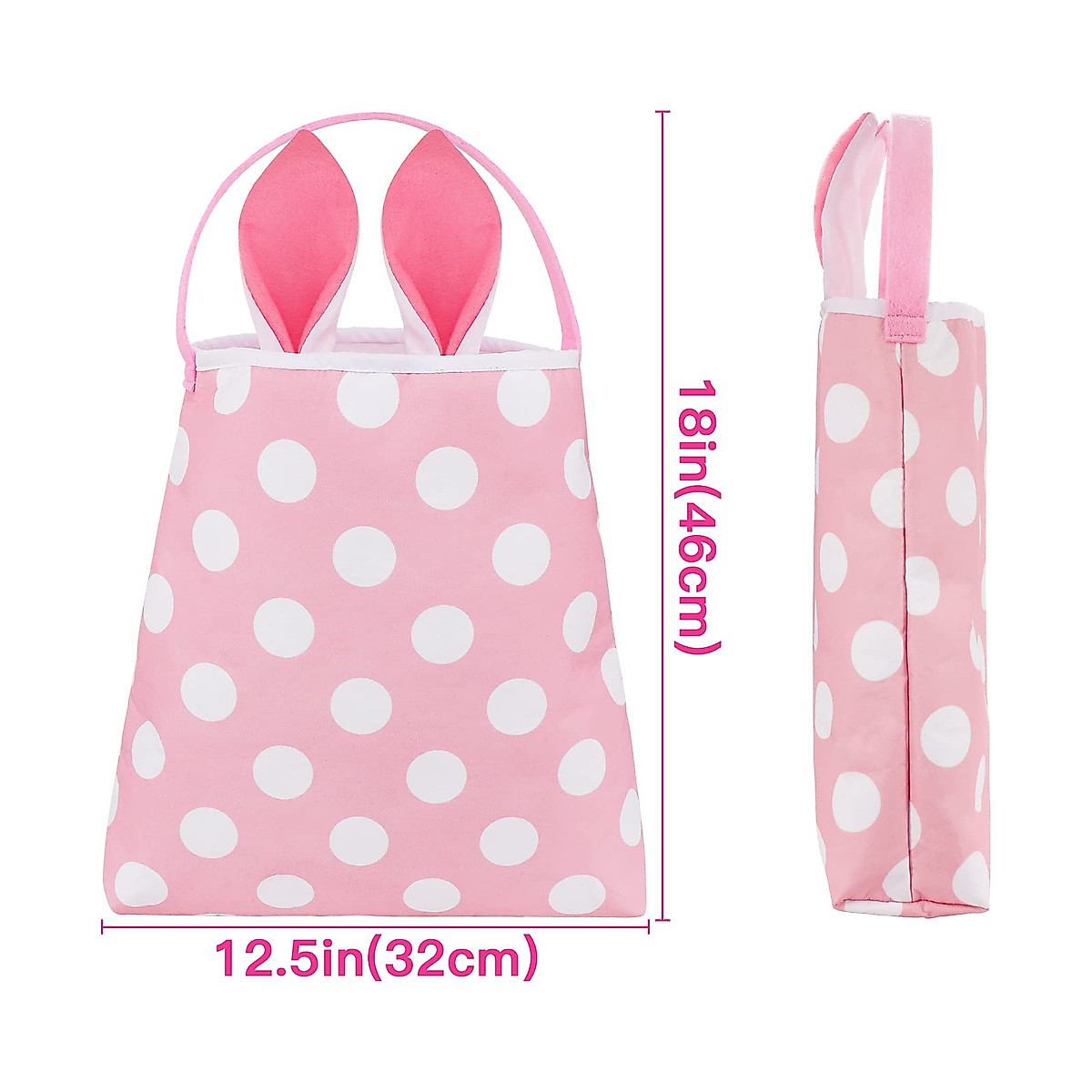 Ivenf Easter Tote Bags with Bunny Ears 3ct, Pink Blue Yellow Easter Gift Bags for Hunt Games Eggs, Kids School Home Party Supplies Decorations
