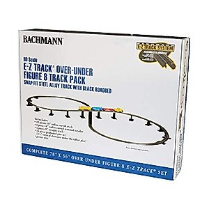 Bachmann Trains Snap-Fit E-Z TRACK E-Z TRACK OVER-UNDER FIGURE 8 TRACK PACK - STEEL ALLOY Rail With Black Roadbed - HO Scale