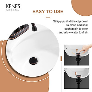 KENES Oil Rubbed Bronze Bathroom Vessel Pop Up Sink Drain, Vanity Faucet Sink Drain Stopper, Sink Drain Assembly Without Overflow Anti Clog Pop Up Drain