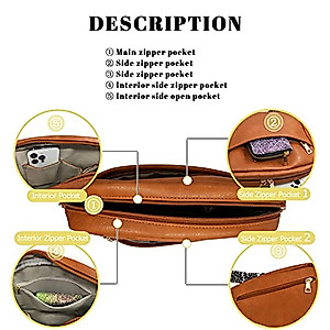 Aovtero Crossbody Bag for Women Vegan Leather Shoulder Purse with Leopard Adjustable Strap Midsize Zipped Handbag (Brown)