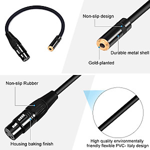 Devinal XLR to 1/8 Female Adapter, Balanced Mini-Jack(3.5mm) Female to Microphone Cable, 3.5mm Stereo TRS to XLR Female Transforming Cord Converter