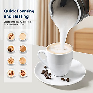 Secura Electric Milk Frother, Automatic Milk Steamer, 4-IN-1 Hot & Cold Foam Maker-8.4oz/240ml Milk Warmer for Latte, Cappuccinos, Macchiato with Silicone Spatula, Silent Operation & Shut-off