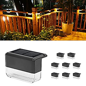 CHINLY Solar Deck Lights 8-Pack Halloween Lights Outdoor Waterproof led, Warm White & Color Changing, Fence Post Solar Lights for Stairs, Fence, Deck, Garden, Patio Yard, Porch and Step