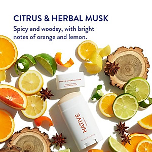 Native Deodorant | Natural Deodorant for Men and Women, Aluminum Free with Baking Soda, Probiotics, Coconut Oil and Shea Butter | Citrus & Herbal Musk