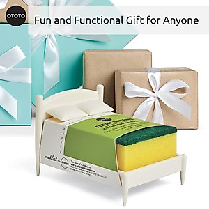 OTOTO Clean Dreams Kitchen Sponge Holder - Plastic Dish Sponge Holder for Kitchen Sink, Fits Any Standard Size Scrubby - Kitchen Sink Organizer, Decor, and Unique Gift Idea - Sponge Included