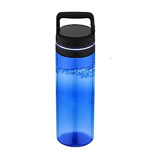 Sweda Bluetooth Speaker Water Bottle with Speaker Lid, 24oz, Screw on Cap with Built in Wireless Speaker, Transparent Sports Water Bottle, Blue WB8804