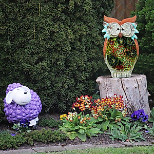 Maitys Owl Solar Light Garden Statue LED Light Cute Resin Owl Figurine with 8 Solar LED Outdoor Garden Waterproof Decor for Patio Yard Lawn Porch Outdoor Decoration