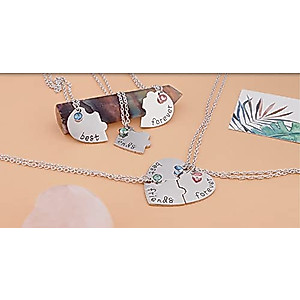 Top Plaza Best Friends Forever and Ever Necklaces for 3 BFF Heart Puzzle Matching Alloy Pendant Necklaces Set Friendship Jewelry for Sisters (Silver)