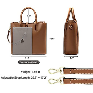 DE'EMILIA CONCEPT Top Handle Satchel Genuine Leather Tote Bag for Women, Soft Bucket Bag Shoulder Purse for Ladies and Girls Brown