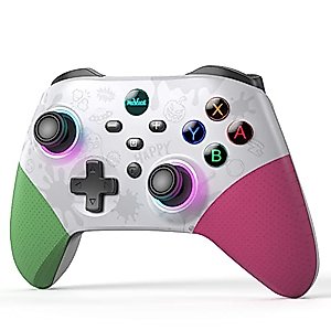 MOVONE Switch Controller Wireless Pro Controller for Switch/Switch Lite/Switch OLED, Switch Remote Gamepad with Joystick, Adjustable Turbo Vibration, Pro Controllers Switch with LED Color Light