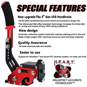 Obokidly Upgrade USB Handbrake Support G920 Compatible With XBOX ONE/XBOX ONE S For Simracing Game Sim Rig ; And Suitable For PC (Red-2)