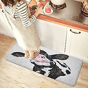 SHUSTARY Cow Kitchen Rugs,Cute Farmhouse Animal Non-Slip Anti Fatigue Mat The Looking at You Sideways Funny Farm Animals Comfort Floor Mats Oil Stain Resistant Easy to Clean Rug, 17.7x47.2 inches