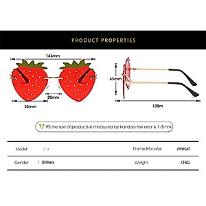 YAMEIZE Unique Strawberry Sunglasses Funky Cute - Women Men Festival Party Rave Halloween Christmas Colorful Eye Glasses