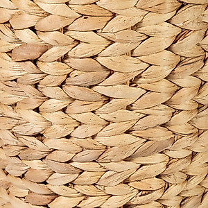 SNOWECRAFT 2-Pack Woven Waste Basket for Bathroom, Bedroom, or Living Room | Wicker Wastebasket Style Handwoven Basket Made from Water Hyacinth | Modern Boho Storage Basket