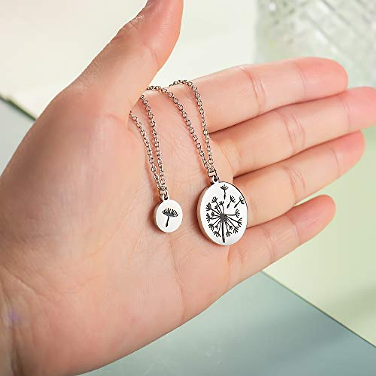 Shonyin Mother Daughter Necklace Set for 2 Matching Dandelion Mommy and Me Jewelry Back to Sch Mothers Day Birthday Christmas Gift for Mom from Daughter Present Stocking Stuffers for Mom