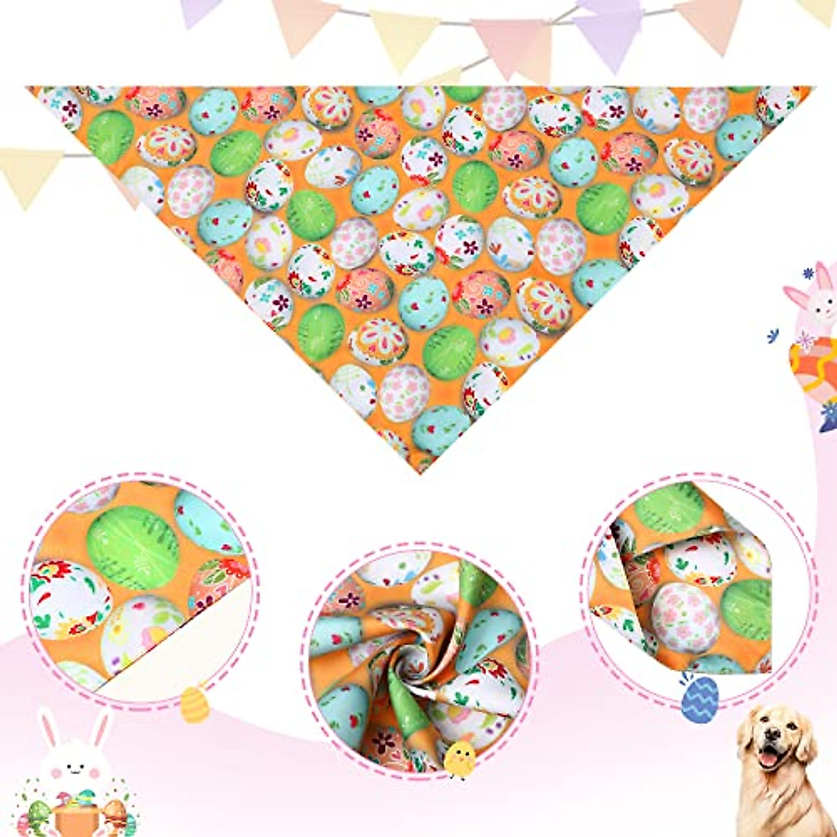 6 Pcs Dog Easter Costumes Set Include Dog Bunny Ears Dog Tutu Cute Dog Bandana Handcrafted Tutu Dog Costume for Easter Hunt Party Supplies Medium Large Dogs Cats Puppy Party Accessory