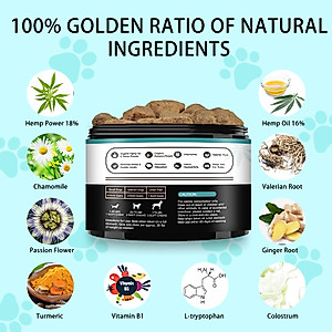 GKD Dog Calming Chews - Anxiety Relief Treats Hemp Bites Gummies for Dog, Firework Thunderstorm Relaxing Care Car Sickness Separation Ease, Dog Relaxer Doggie Hemp Relaxing Chews Pets Health Supplies