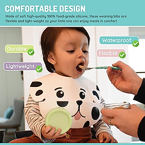 melii Silicone Weaning Bib for Babies & Toddlers, Large Food Catcher (Dog)