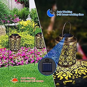 2 Pack Solar Lanterns Outdoor Waterproof, TYNLED Metal Solar Lantern Hanging Solar Outdoor Lanterns Solar Powered Outdoor Lanterns for Garden Patio Pathway Yard Porch