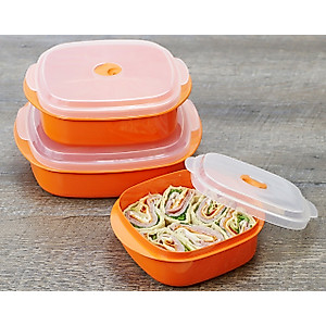 Reston Lloyd Calypso Basics Microwave Cookware, Steamer and Storage Set, Orange, Multiple Sizes, 6-Piece