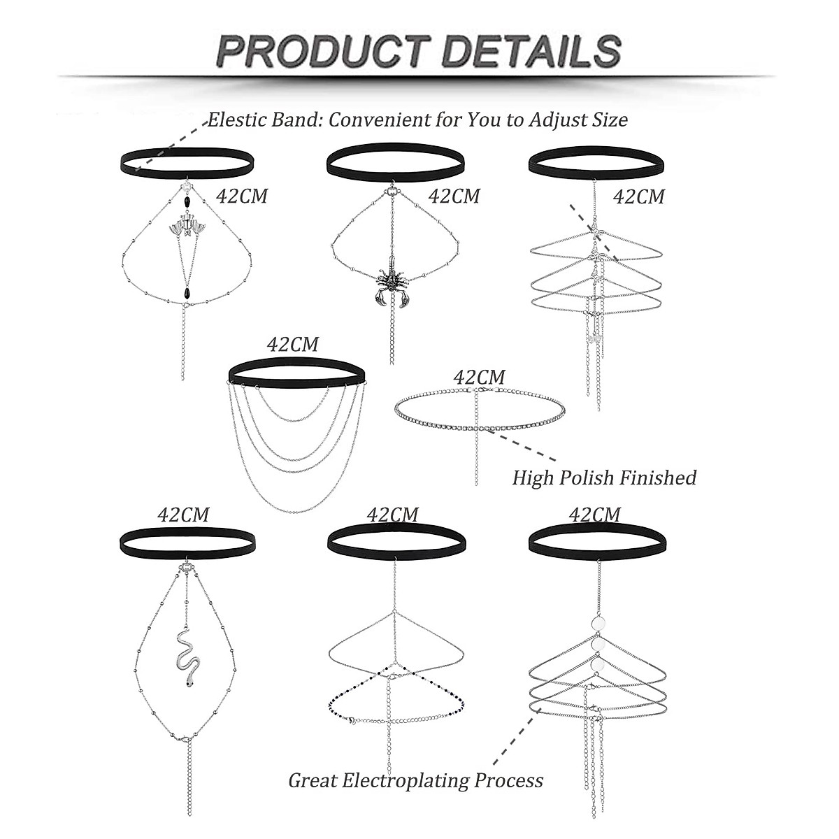 YOVORO 8 Pcs Leg Chains for Women Thigh Chains Boho Body Chain for Beach Summer Holiday Snake Thigh Jewelry Silver